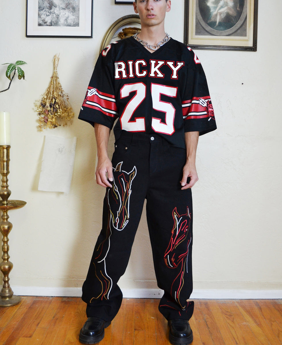 Baggy Horse Embroidered Jeans – Ricky Jeans